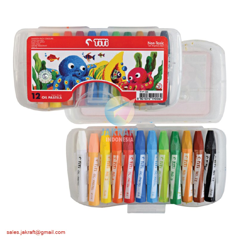 (12 Pcs) Krayon Crayon Oil Dry Pastels Besar TITI / JOYKO 12 Warna ...