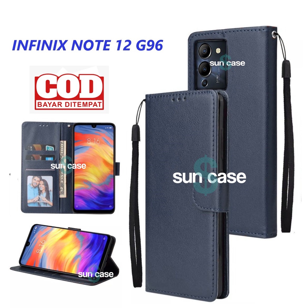 Jual Casing INFINIX NOTE 12 G96 model flip buka tutup case kulit ada tempat foto dan kartu juga ...