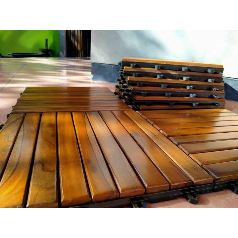 Ubin lantai decking tile solid kayu jati kualitas Expor //Ubin lantai ...