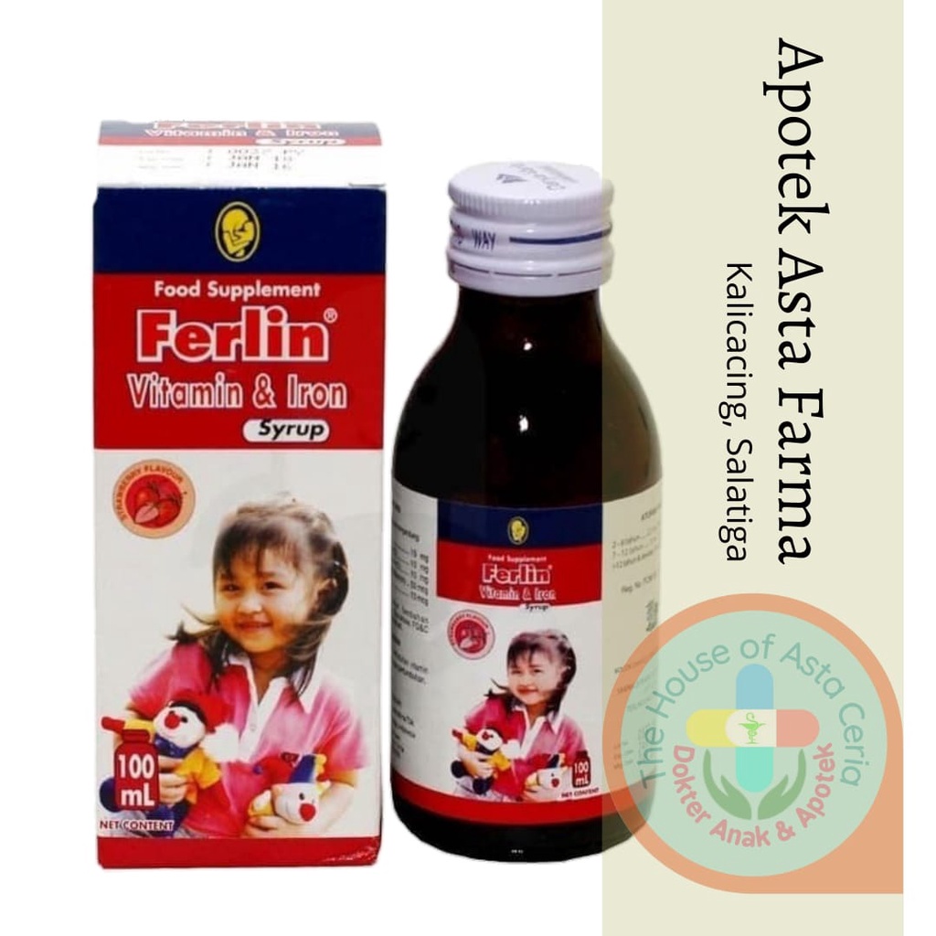 Jual Ferlin Syrup 100ml Sirup Vitamin Gemuk Dan Zat Besi Untuk Penambah ...