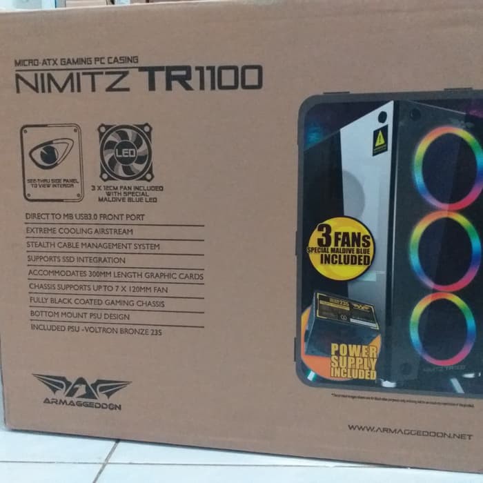Jual CASING GAMING ARMAGEDDON NIMITZ TR1100 / 3 FAN RGB BLUE / PSU ...