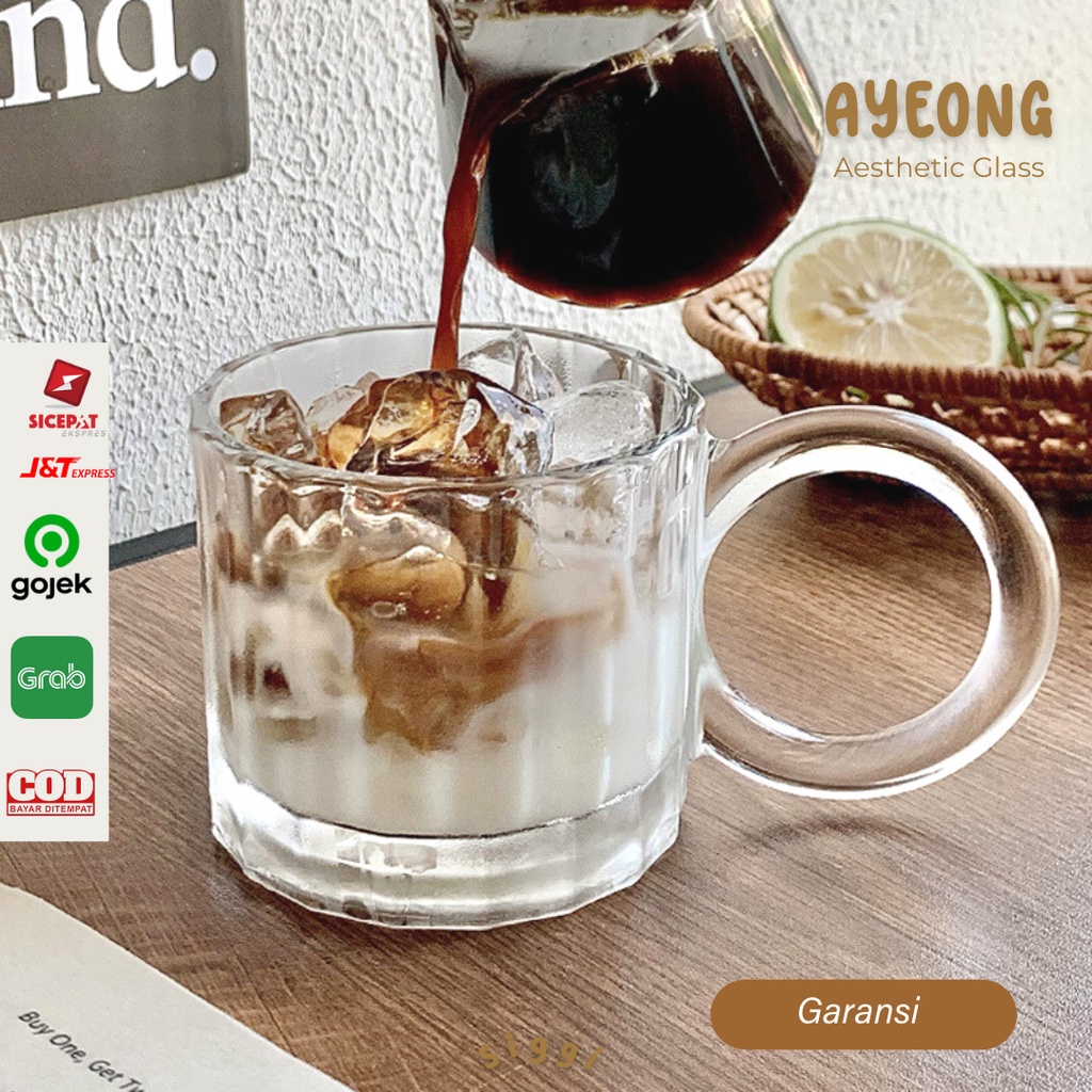 Jual [siggi] AYEONG Korean Aesthetic Glass / Coffee Drinking Glass ...