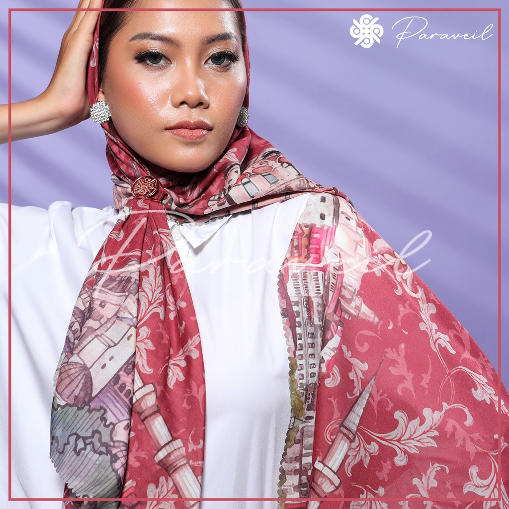 Jual Hijab Motif Segi Empat Premium | IVA - Barbados Cherry / Red ...