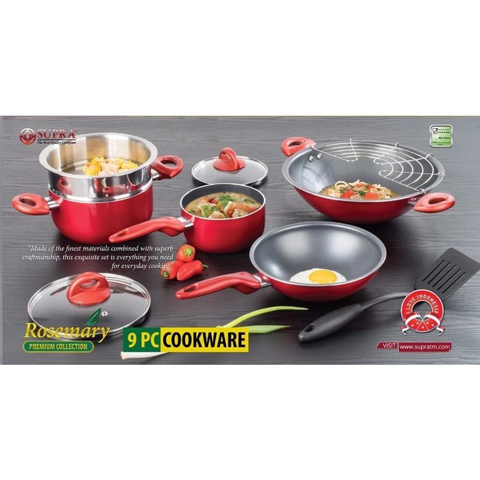 Jual Panci Set Supra 9 Pcs Supra Rosemary Premium Cookware Set Original ...