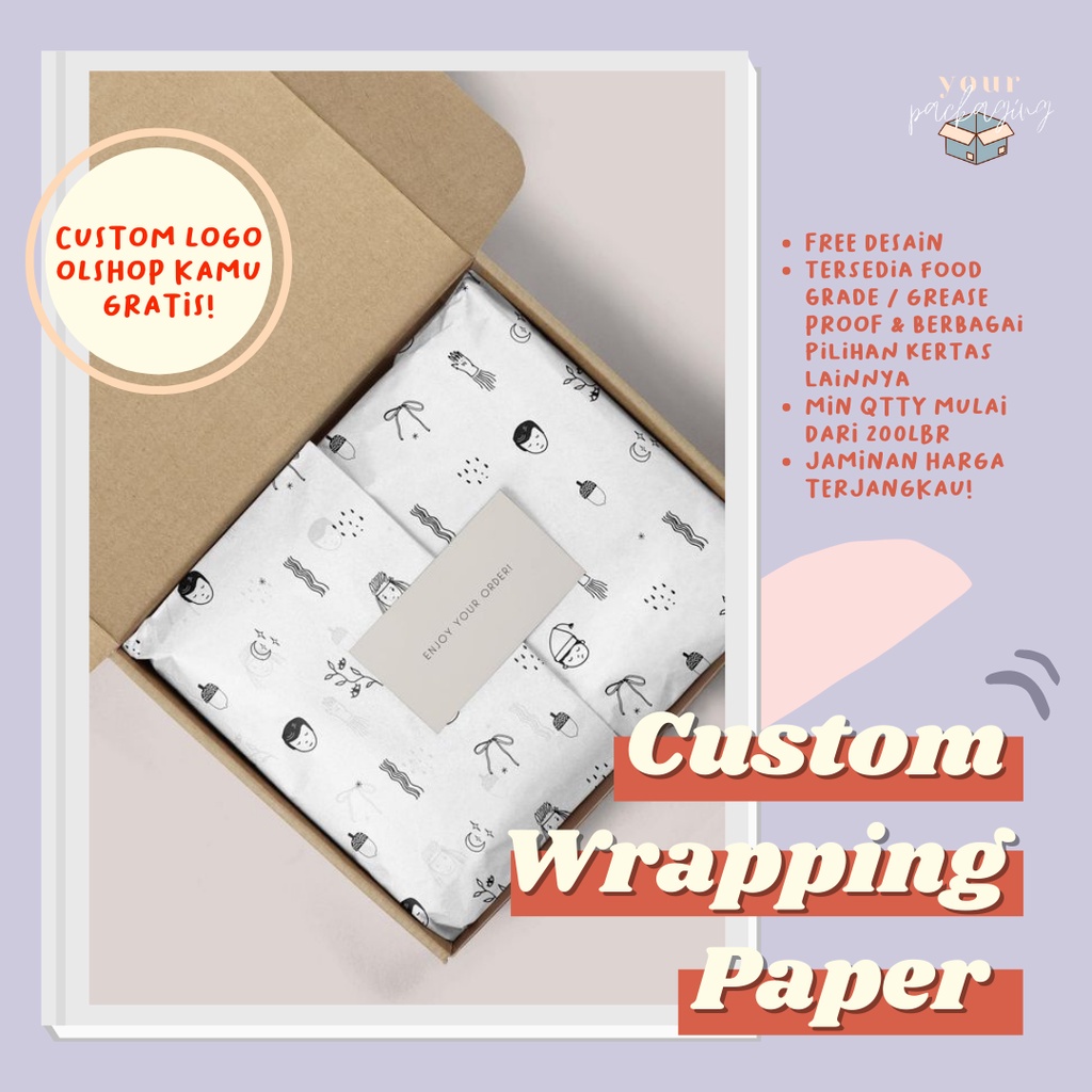 Custom Wrapping Paper Murah | Cetak Wrap Paper Kertas Roti | Kertas ...