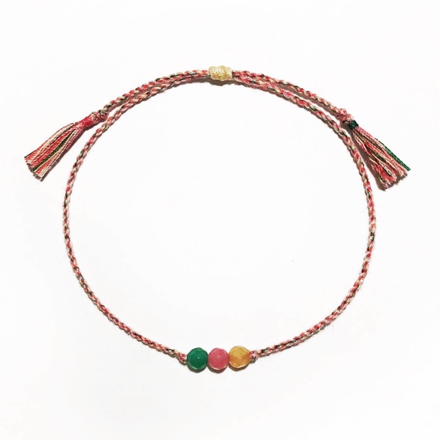 Jual Gelang Tali Pink Dengan Batu Segi 4mm (faceted stone) | Shopee ...