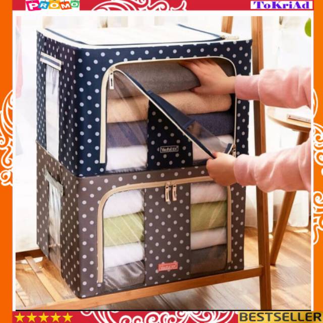 Kotak penyimpanan pakaian mainan STORAGE BOX 66 liters frame baja ...