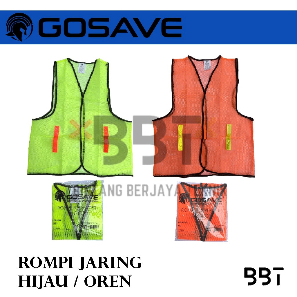 Jual Gosave Rompi Proyek Jaring Orange Hijau / Rompi Proyek Oranye ...