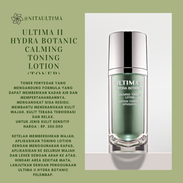 Jual ULTIMA II HYDRA BOTANIC CALMING TONING LOTION ( TONER) | Shopee ...