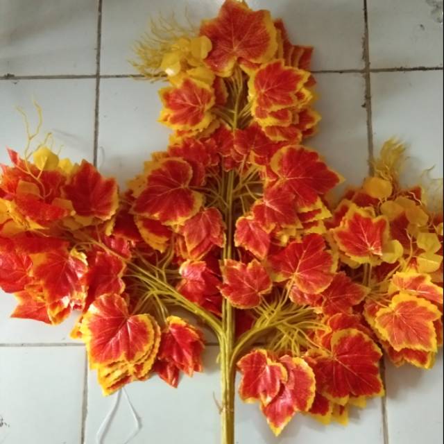Jual Daun anggur Orange list kuning/daun artificial anggur daun dekor ...