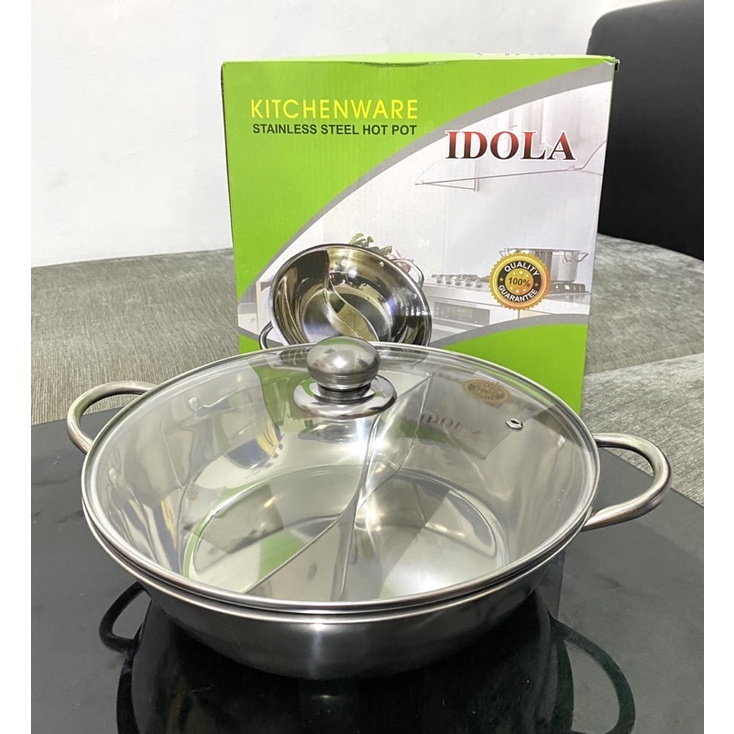 Jual Panci Shabu panci sekat 28cm Tutup Kaca Panci Hotpot Steamboat ...