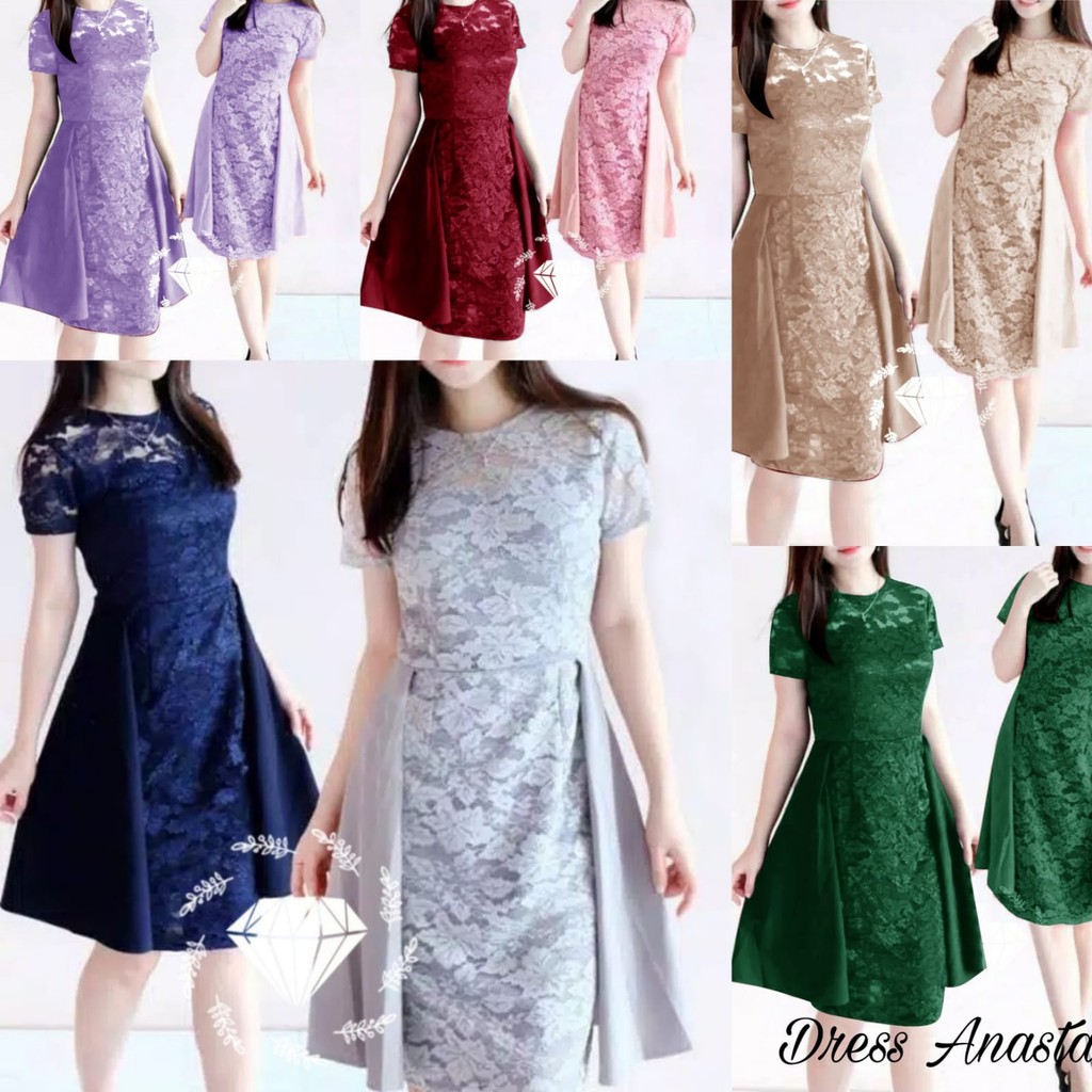 Jual DRESS BRUKAT JUMBO ANASTASIA MIDI DRESS BROKAT CORNELI PREMIUM ...