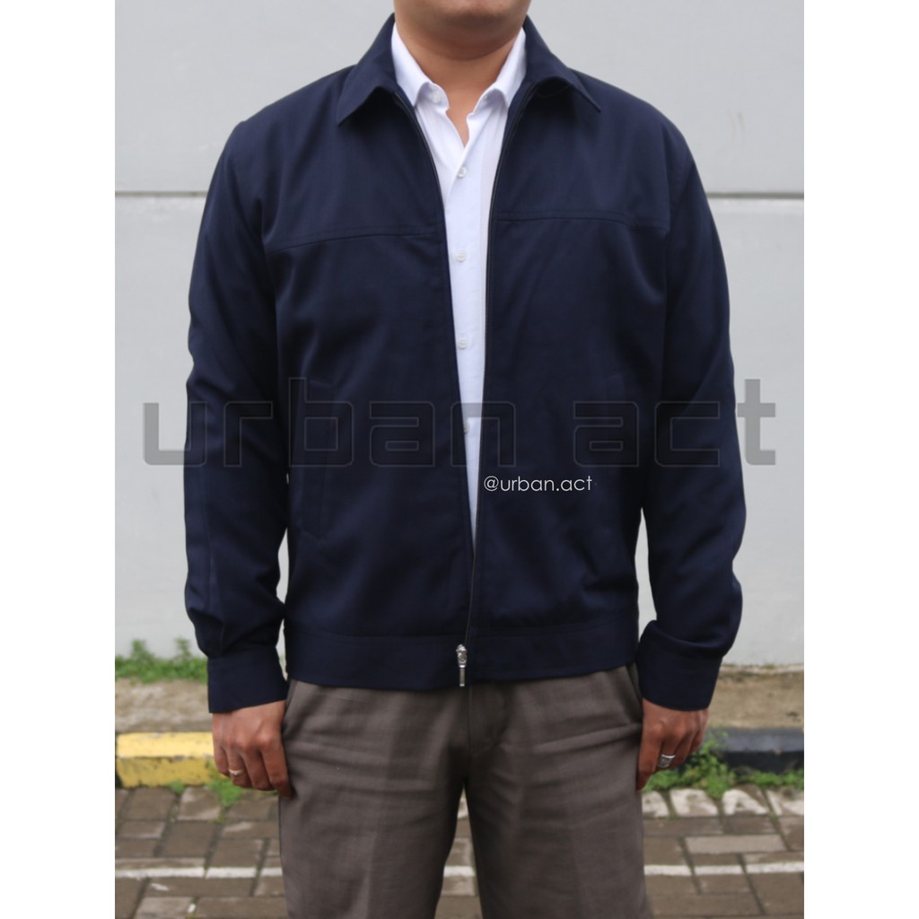 JAKET JAS MANSET ZIPPER FORMAL CASUAL SLK WARNA NAVY - BIRU TUA ...