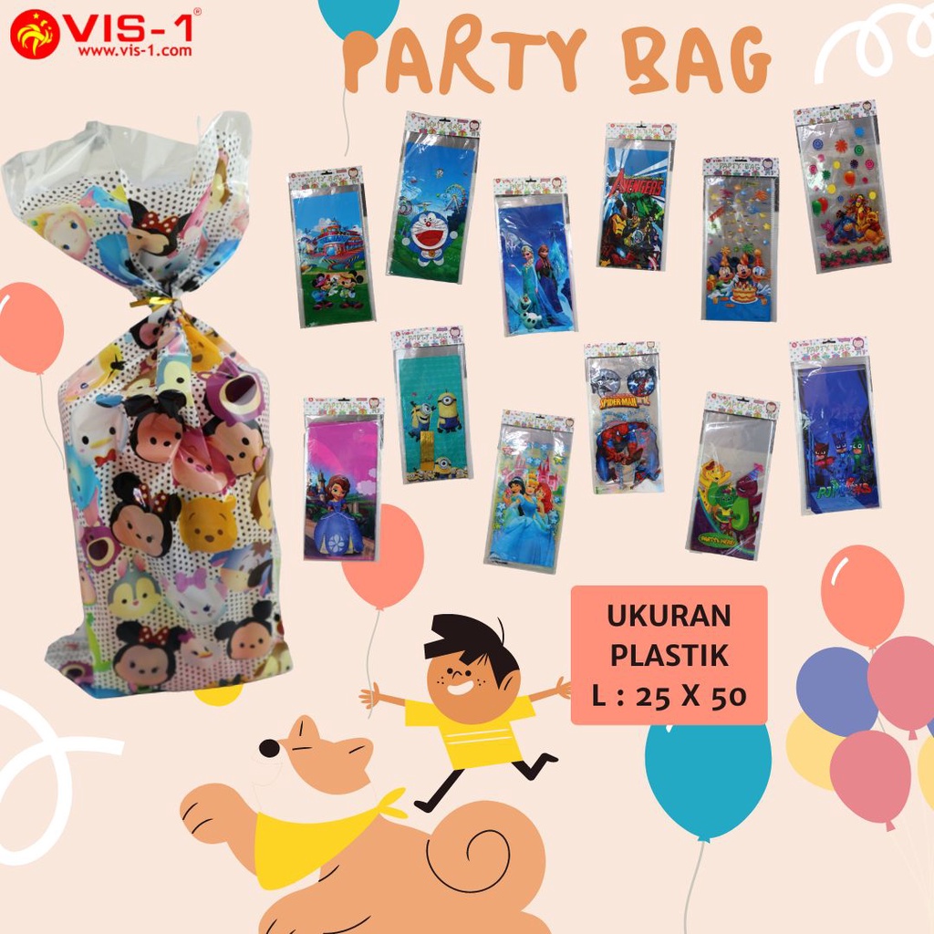 Jual Plastik Ulang Tahun Opp Snack Karakter Anak Isi 10pcs / Plastik ...