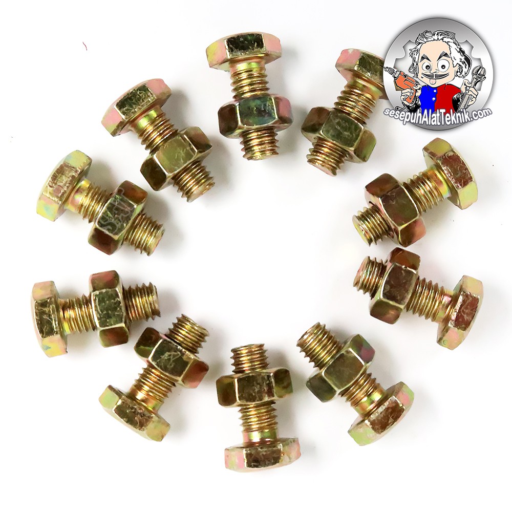 Jual Baut Mur Besi M6 x 15 Kuning EXPRESS BOLT / Baut Besi Siku Lubang ...
