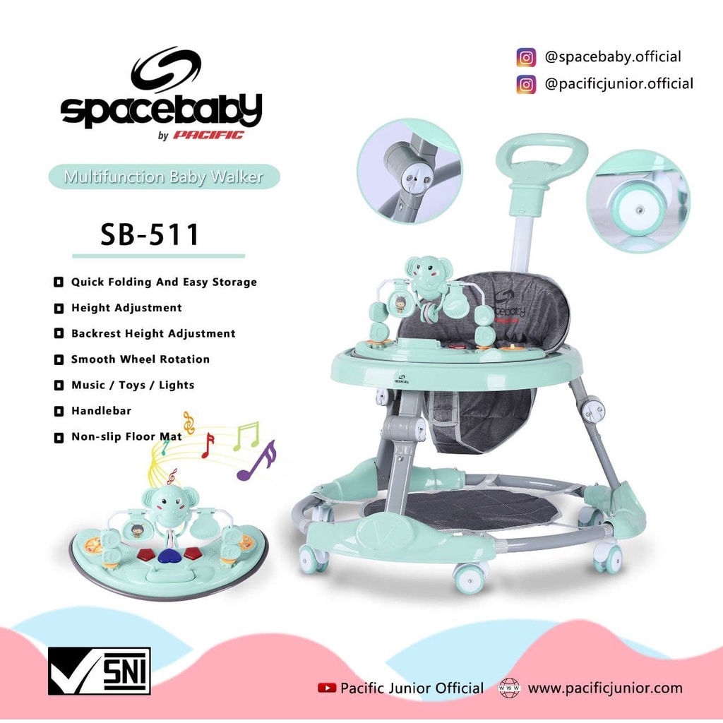 Jual Baby Walker Spacebaby SB 511 Ada Dorongan Alat Bantu Jalan Bayi ...