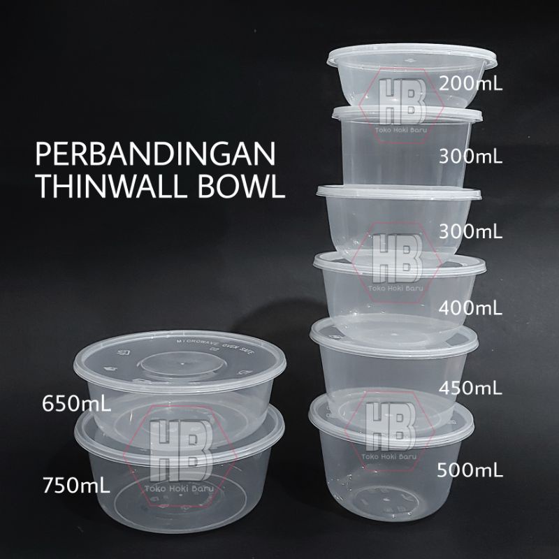 Jual THINWALL BULAT BOWL 200ML MEIJI / MANGKOK PLASTIK + TUTUP UNTUK SOP SALAD BUAH CUP SAUS ...