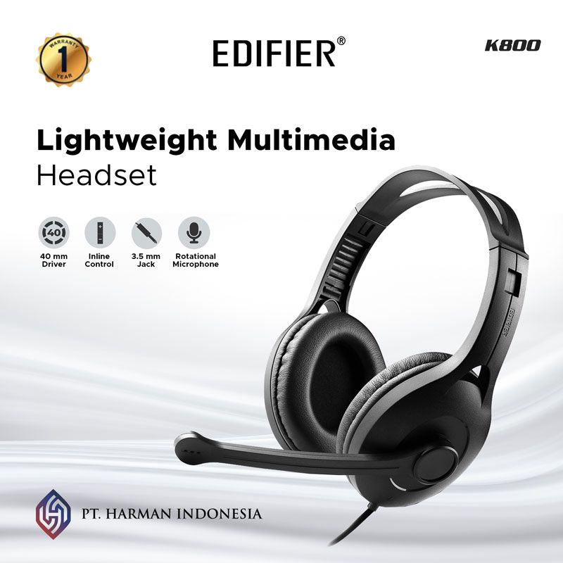 Jual Edifier K800 Headphone Communicator with Mic - BLACK - 1 Tahun ...