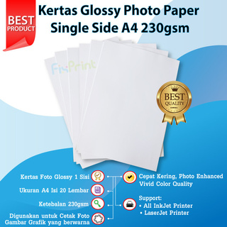 Jual Kertas Glossy Photo Paper Single Side A4 230gsm- Kertas Foto ...