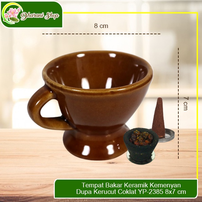 Jual Tempat Bakar Dupa Kerucut Bukhur / Cangkir Kemenyan Coklat 8x7 cm ...