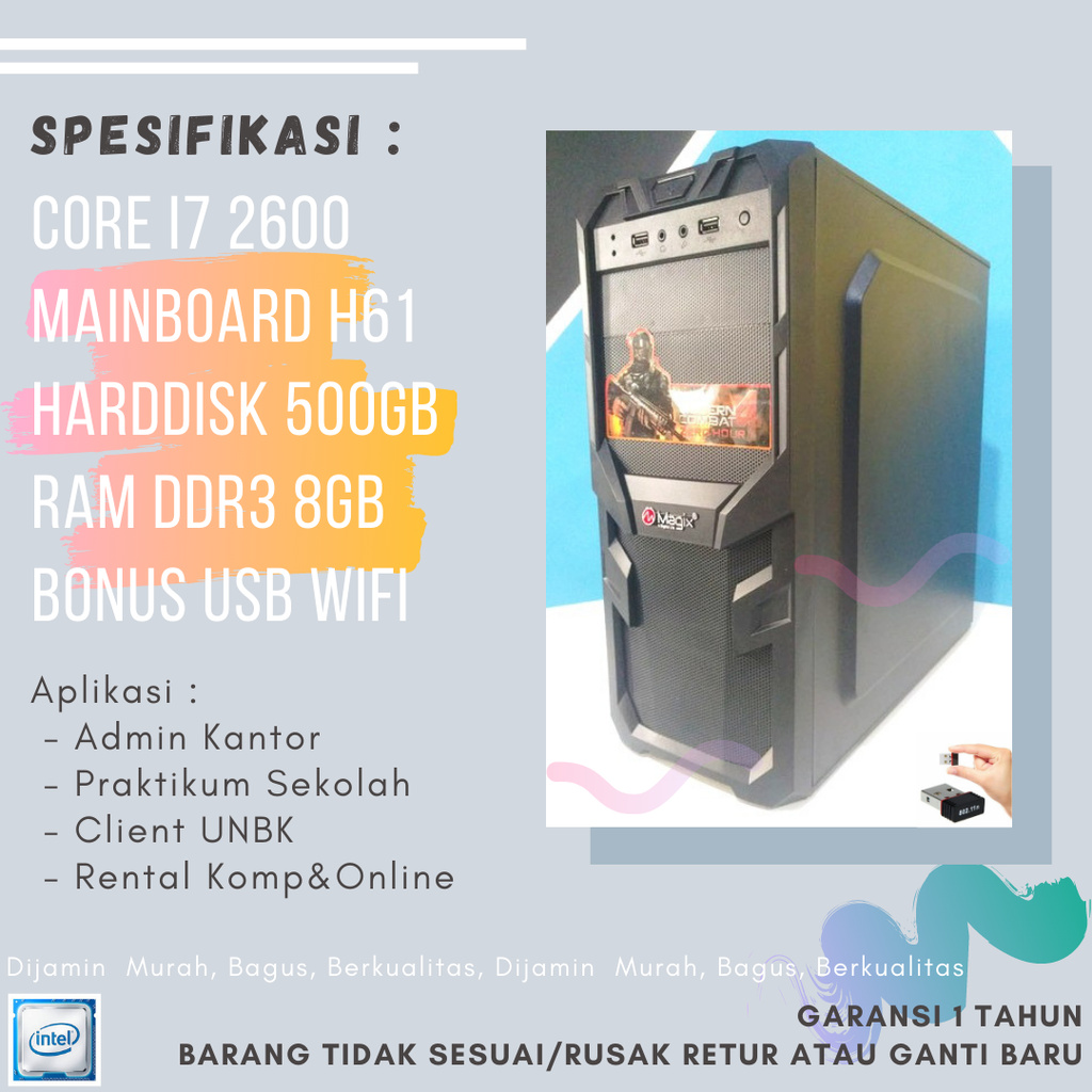 Jual PC RAKITAN CORE i7 2600 KOMPUTER CPU HDD 500GB RAM 8GB UNBK E36 | Shopee Indonesia