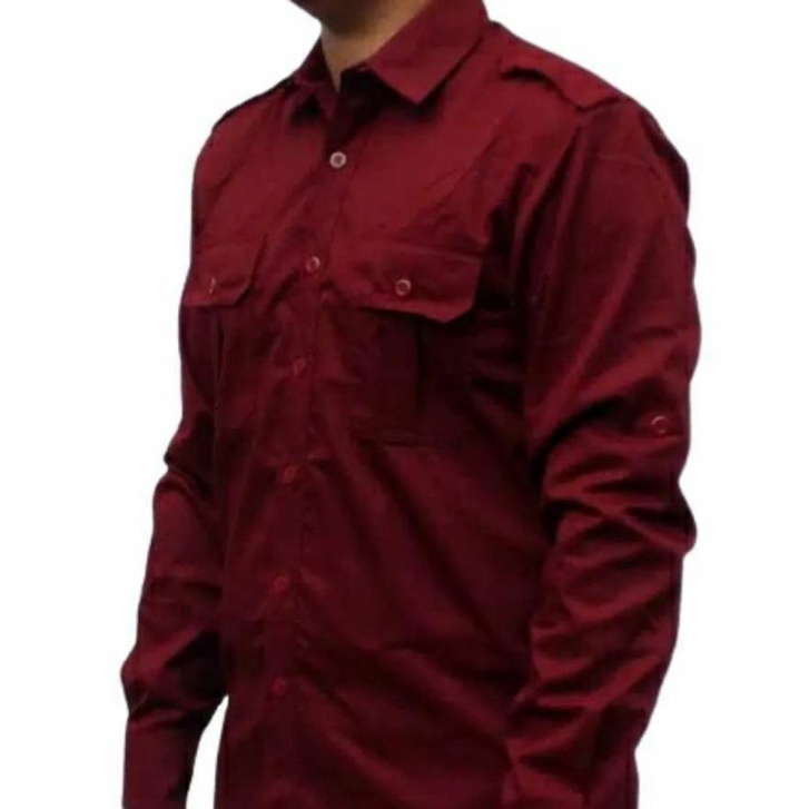 Jual Kemeja Seragam Kerja PDH PDL Maroon | Shopee Indonesia