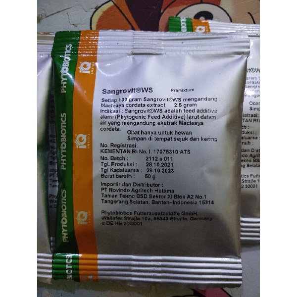 Jual Sangrovit WS 50 gram Probiotik Ayam Broiler Petelur Sapi Babi ...