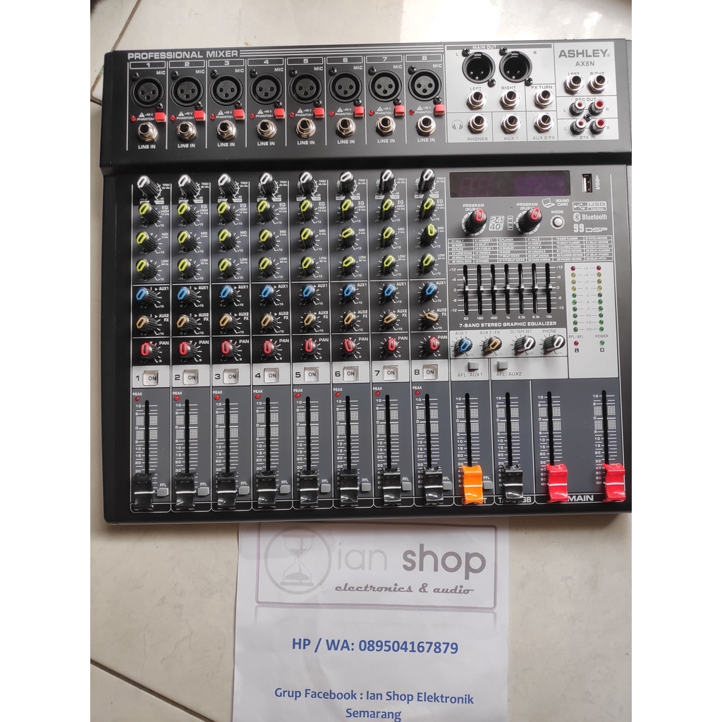 Jual Mixer Audio Ashley AX8N V3 NEW 8 Channel Efek 99 Digital DSP USB ...