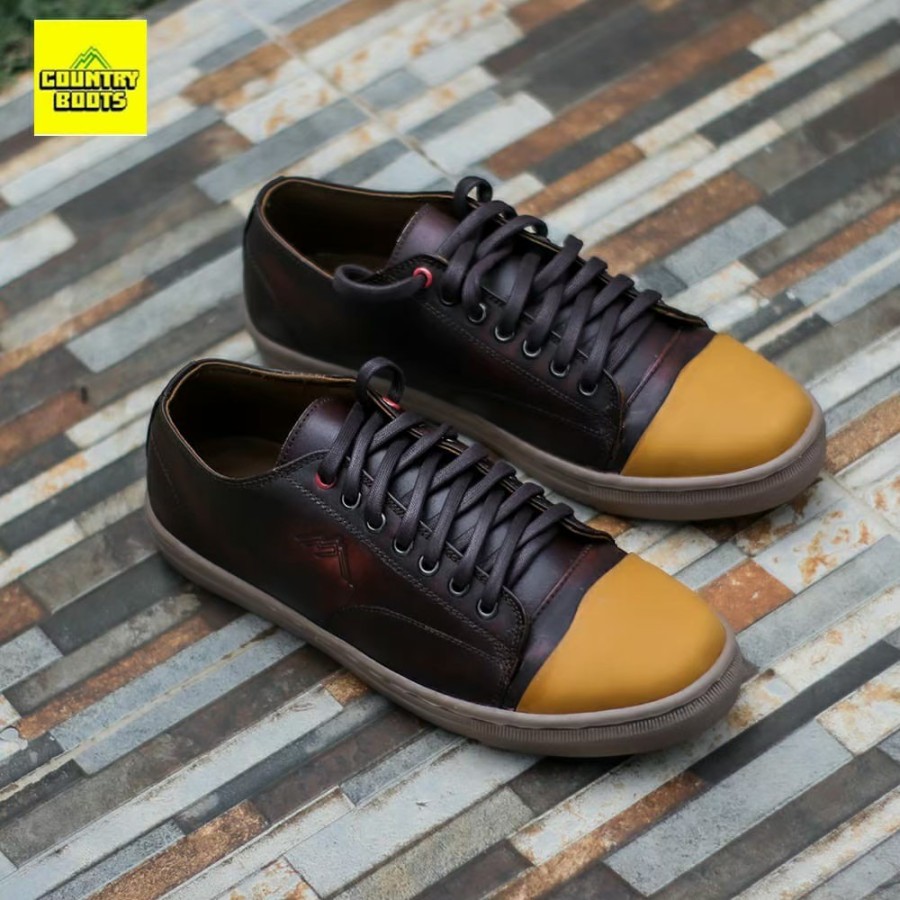 Jual Sepatu Kasual Kulit Asli Sneakers Country Boots Jex Genuine Leather Coklat | Shopee Indonesia
