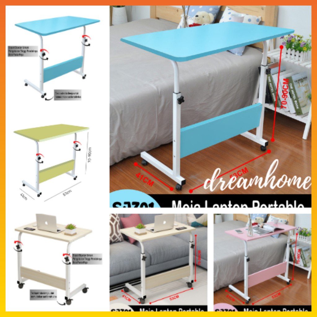 Jual Meja Laptop Roda Samping Tempat Tidur Meja Lipat Portable Stand ...