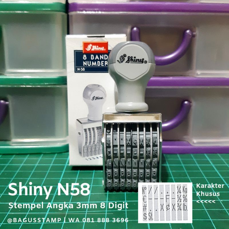 Jual Stempel Manual Angka 8 Digit Shiny 3mm 4mm 5mm N38 N48 N58 ...