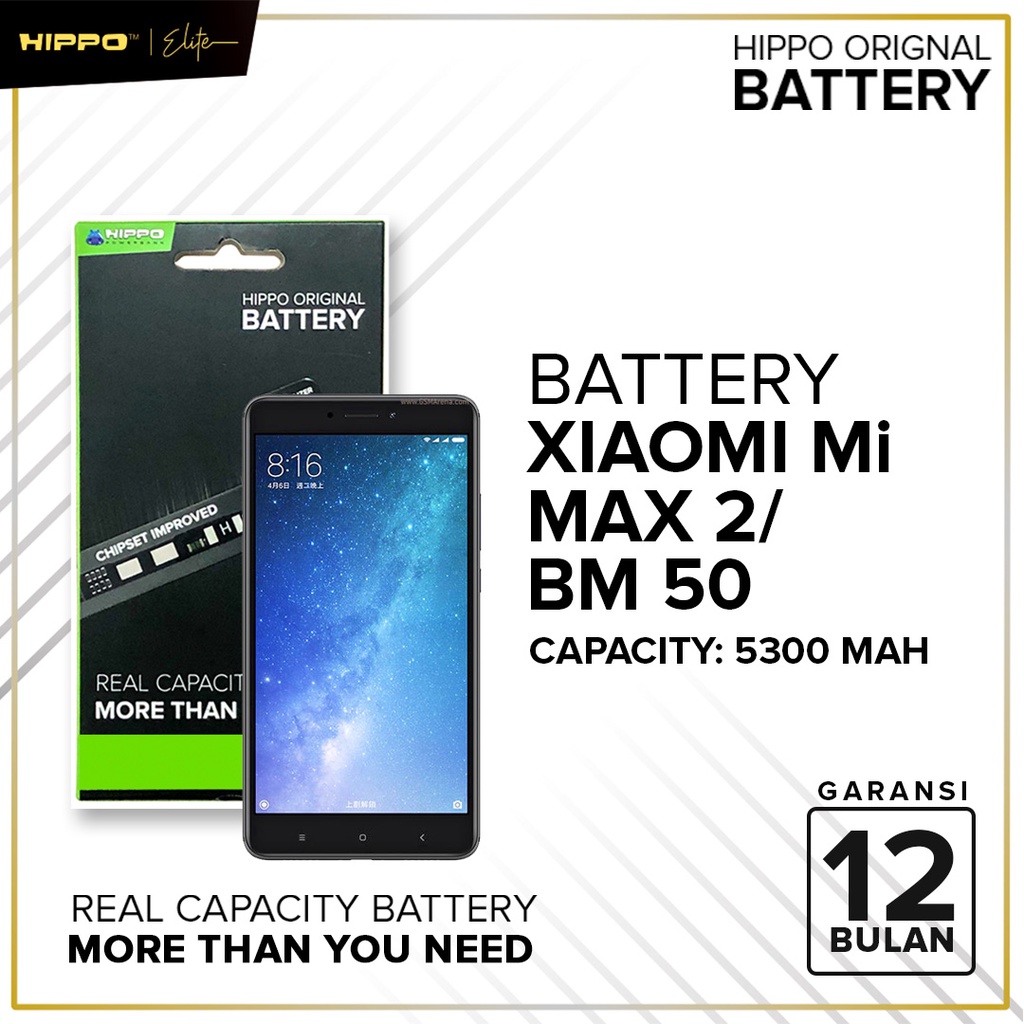 Jual Hippo Baterai Xiaomi Mi Max 2 / BM50 5300mAh Original Cell | Shopee Indonesia