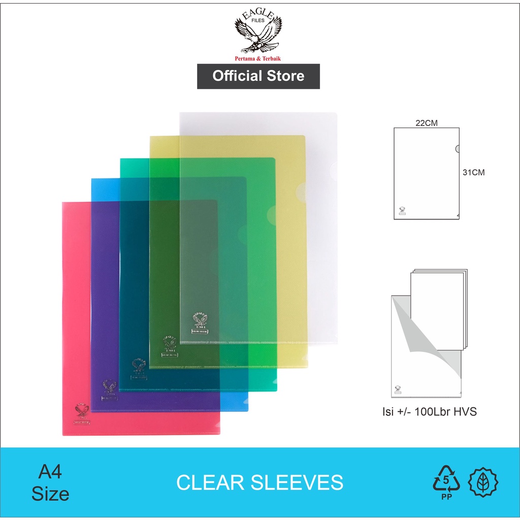 Jual Map L Bening / Map Plastik Transparan / Clear Sleeves EAGLE A4 12 ...