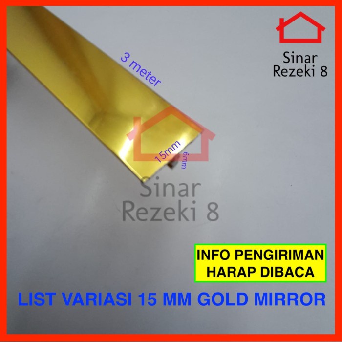 Jual List Variasi 15 mm GOLD MIRROR / Aluminium Lis T Edging Plat Strip ...