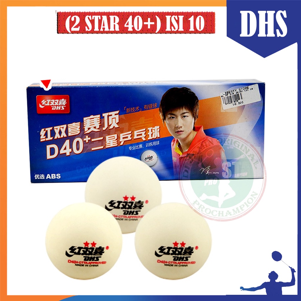 Jual DHS 2 STAR D40+ ISI 10 BOLA PING PONG / TENIS MEJA ORIGINAL | Shopee Indonesia