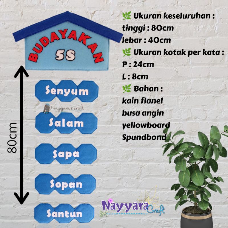 Jual budayakan 5S / hiasan kelas / hiasan kantor / gantungan dinding | Shopee Indonesia