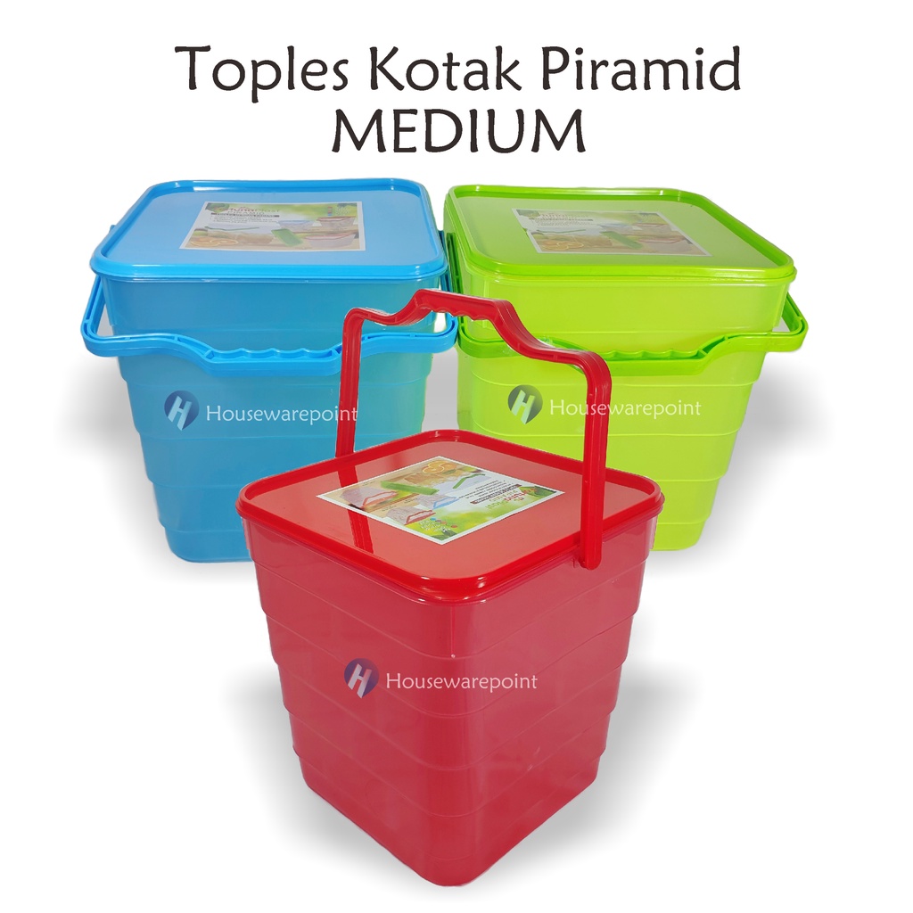 Jual 3 pcs Toples gagang / toples kotak piramid M / tempat berkat ...
