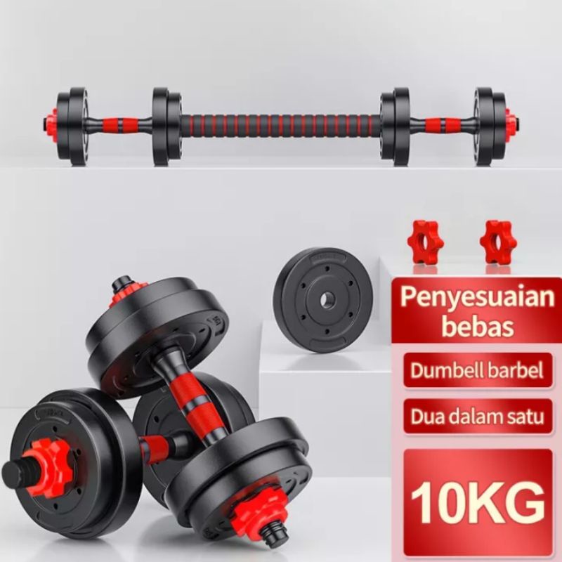 Jual Dumbbell SET 10KG PVC Adjustable - Multiguna 2 IN 1 Peralatan FITNESS GYM Olahraga Barbel ...