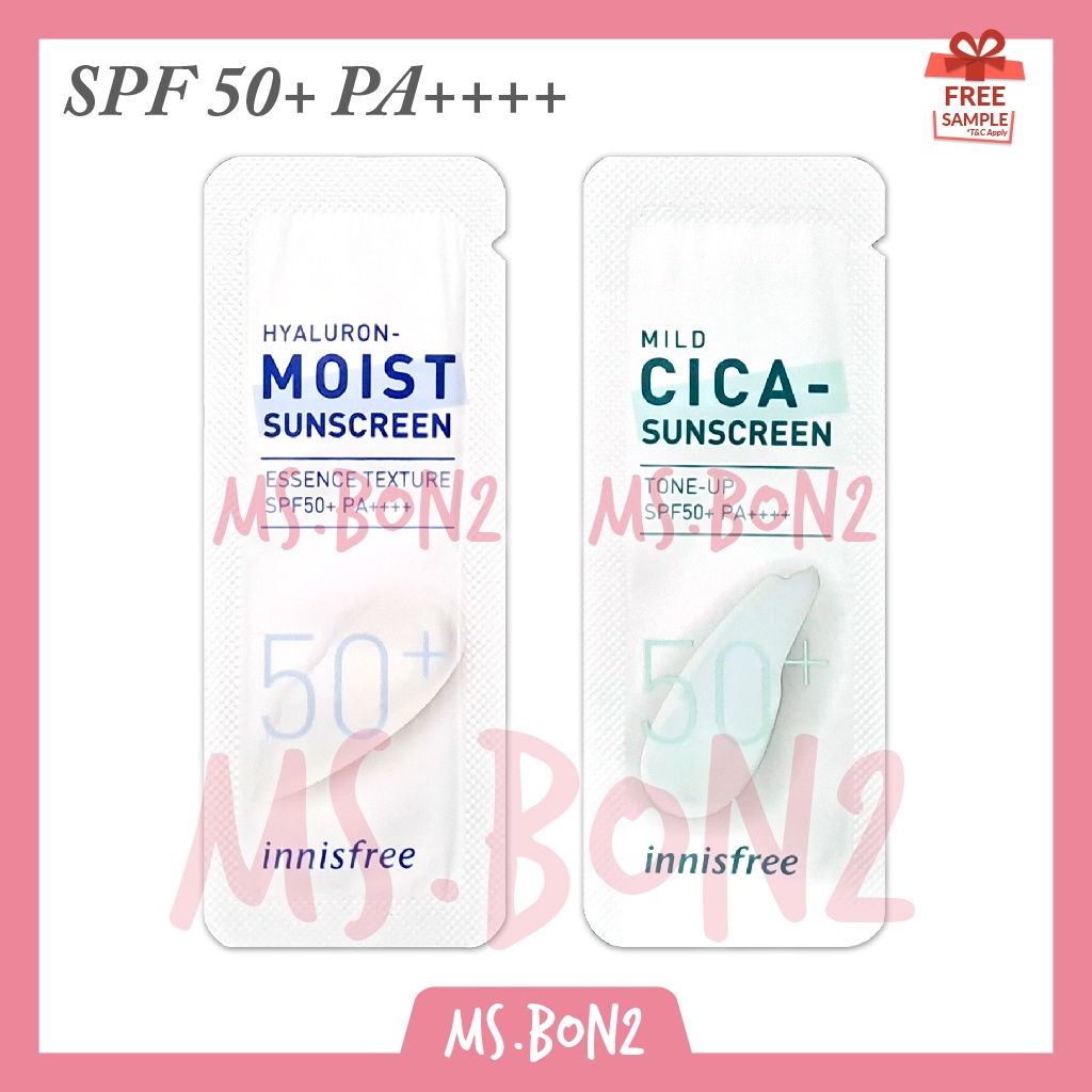Jual Innisfree Hyaluron Moist / Mild Cica Sunscreen SPF50+ PA++++ Tone ...