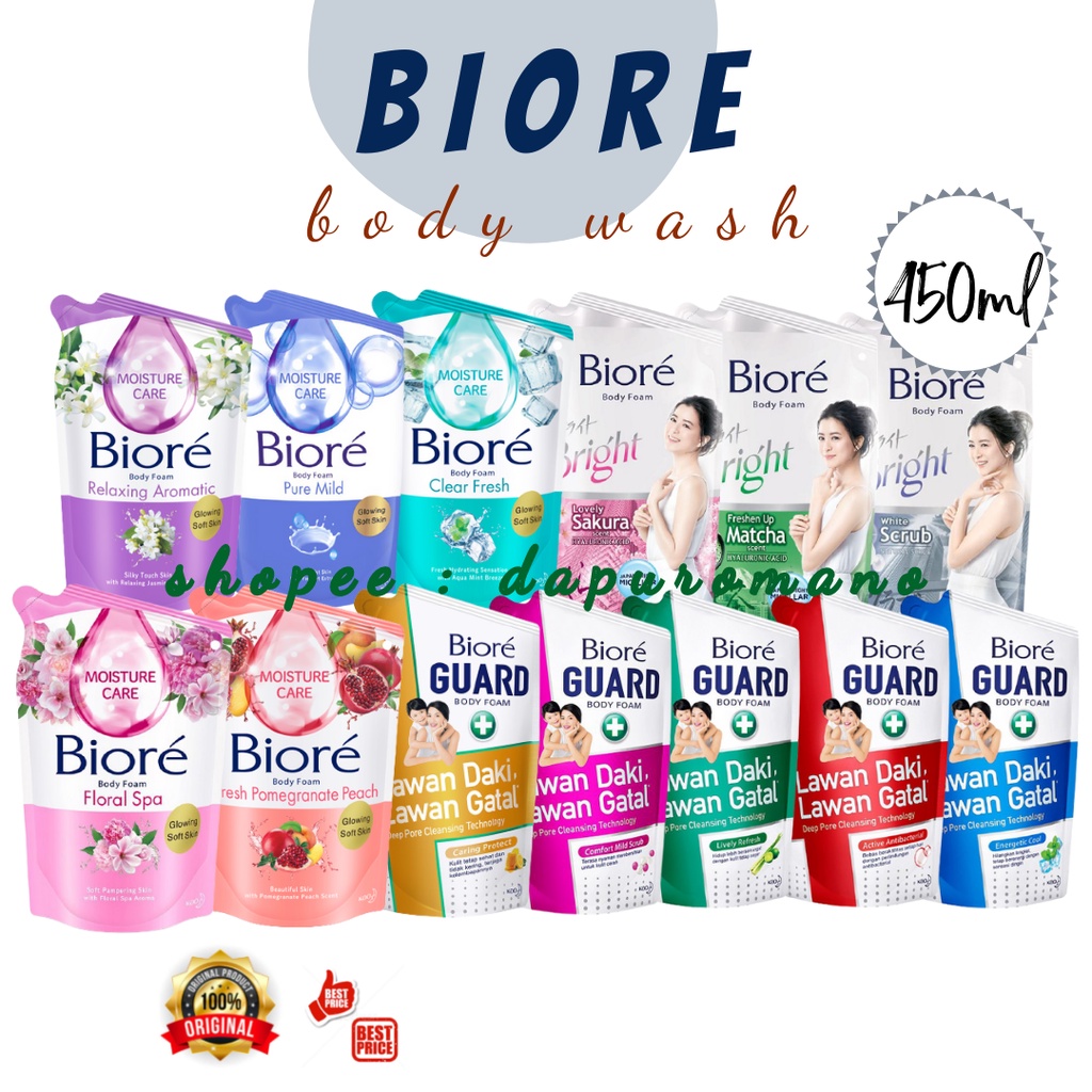 Jual Biore Body Wash Refill 450ML All Varian | Shopee Indonesia