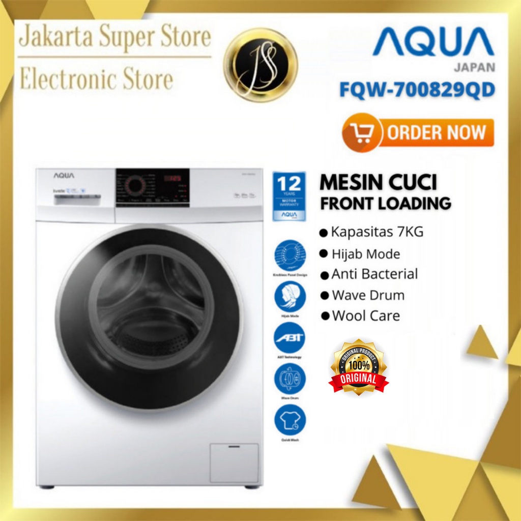 Jual MESIN CUCI FRONT LOADING AQUA 7KG BUKAAN DEPAN 7 KG FQW 700829QD ...