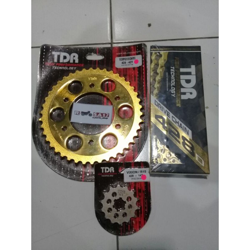 Gear Set SSS R15 Old/R15 V2 Chain TDR 428d Gold Shopee Philippines ...