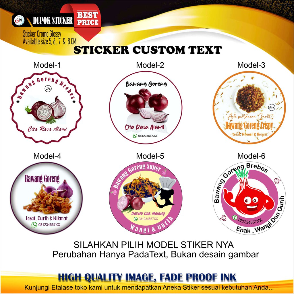 Jual Stiker Bawang goreng (1Pack = Isi 100 pcs) | Shopee Indonesia