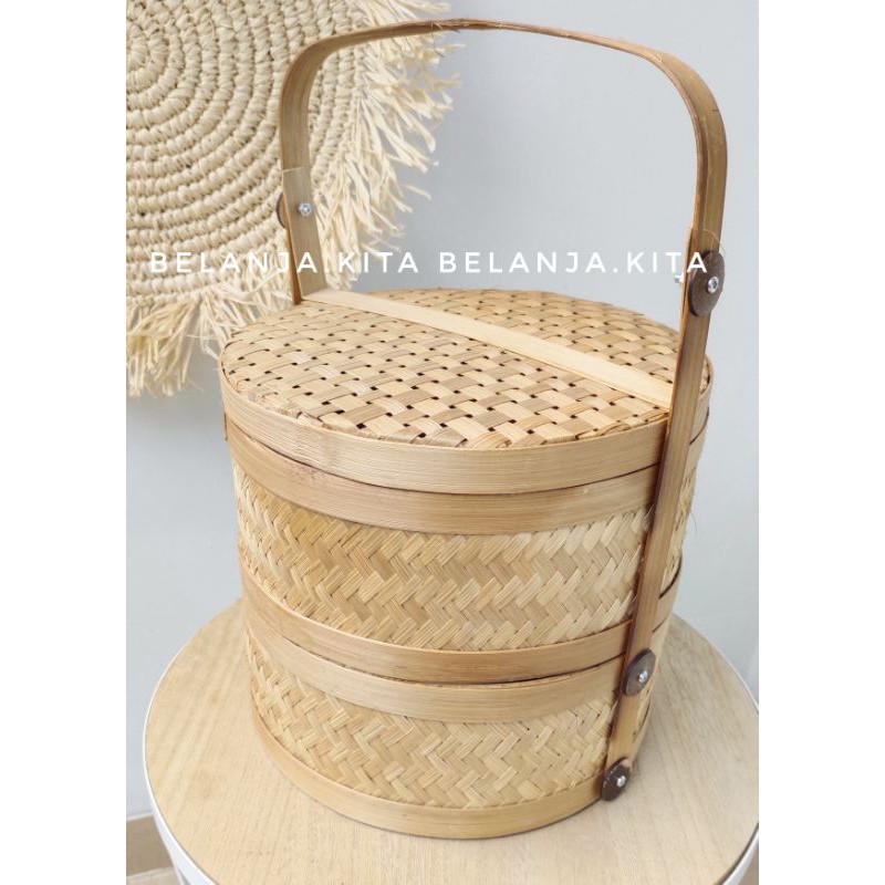 Jual Rantang bambu susun2 25cm/ hampers bambu hits!! / hampers rantang ...