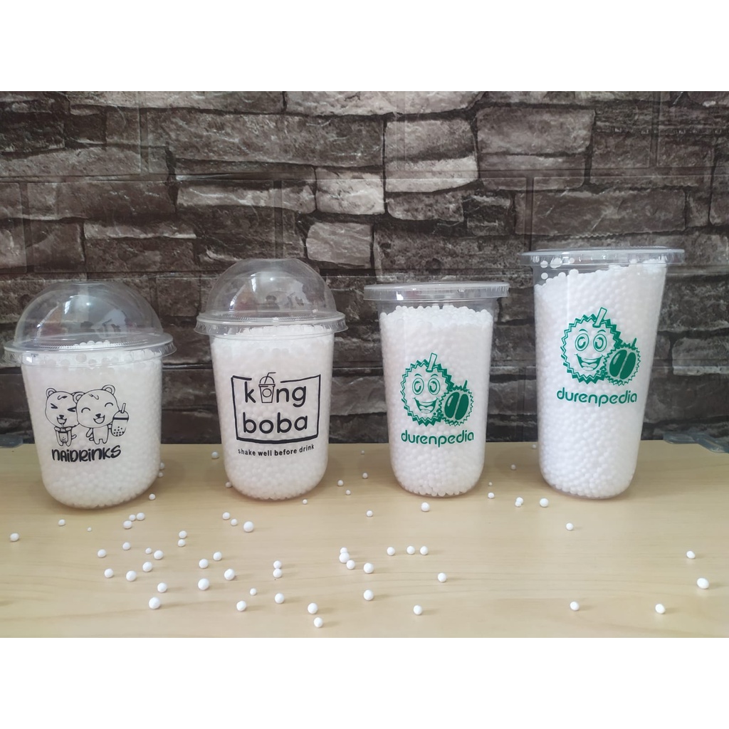 Jual Sablon gelas plastik, boba, 12 14 16 18 22oz Datar / oval 7-10gram ...
