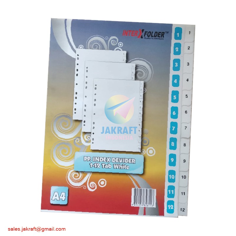 Jual (1 Set) Divider Plastik Pembatas Binder Ordner A4 isi 12 Tabs Tab ...