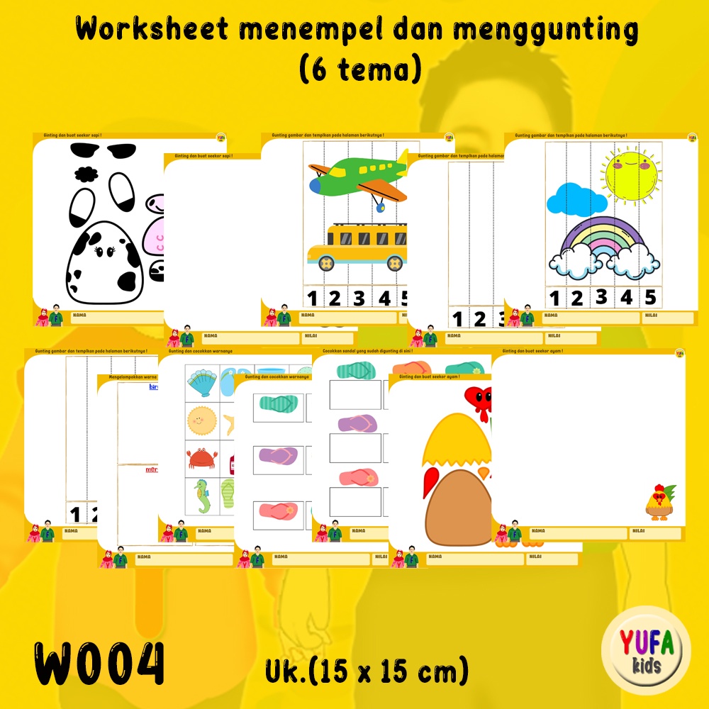 Jual W004 Worksheet paud/TK - Worksheet menggunting dan menempel ...