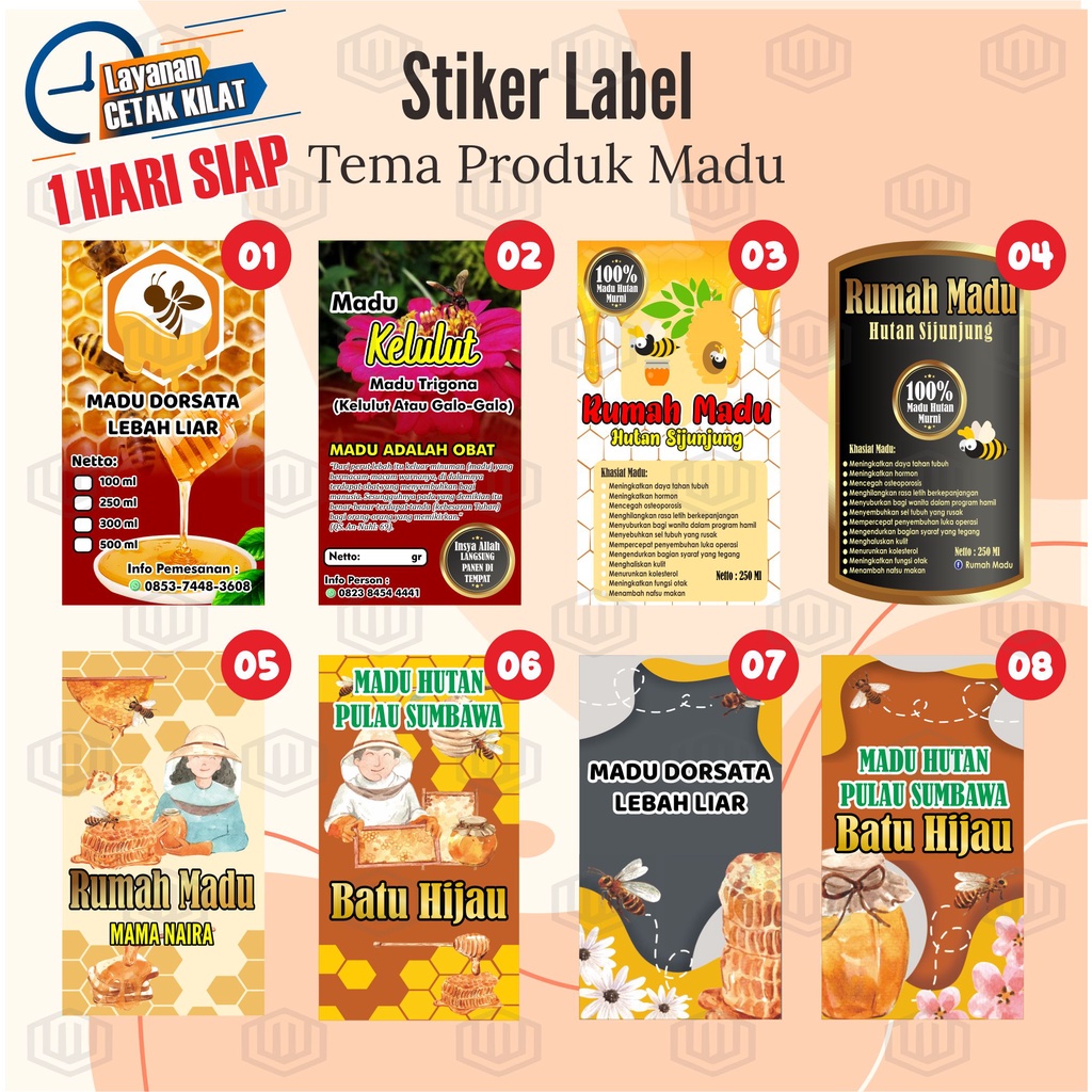 Stiker Label Produk/ Stiker Madu/ Stiker Packing Madu/ Stiker Persegi ...