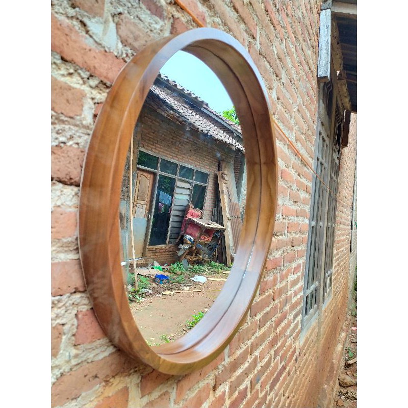 Jual Figura cermin bulat jati. Figura bulat /figura kaca jati | Shopee ...