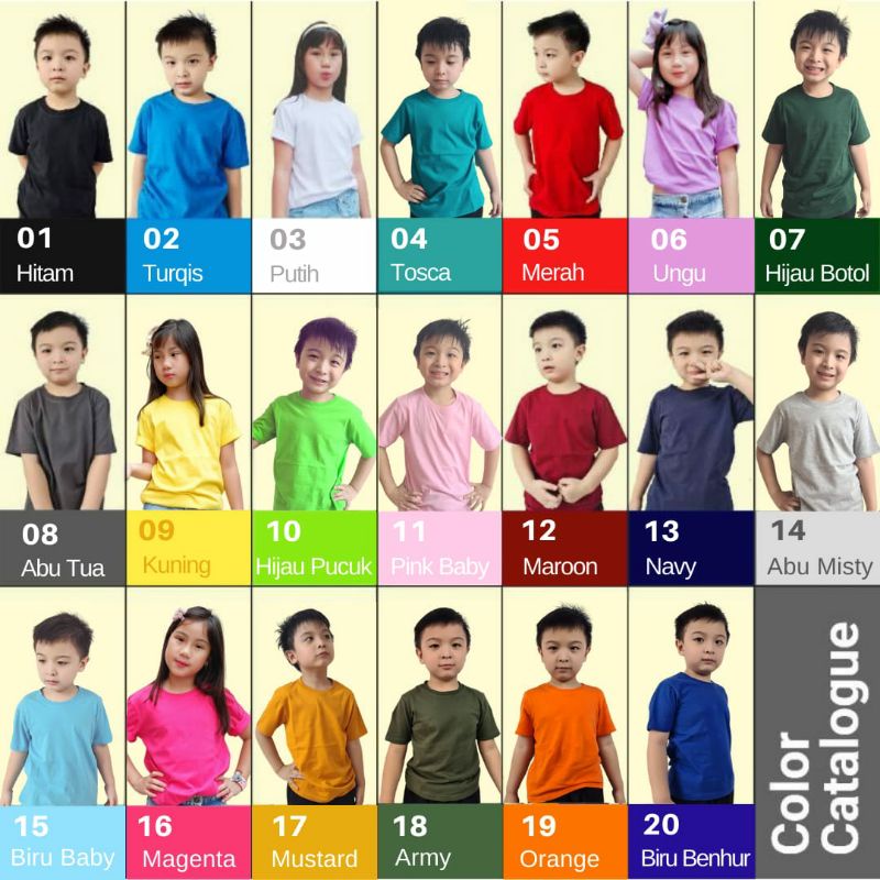 Jual Kaos Polos Anak Lengan Pendek Cotton Combed 30s Baju Kaos Kids / Kaos Oblong Anak Unisex ...